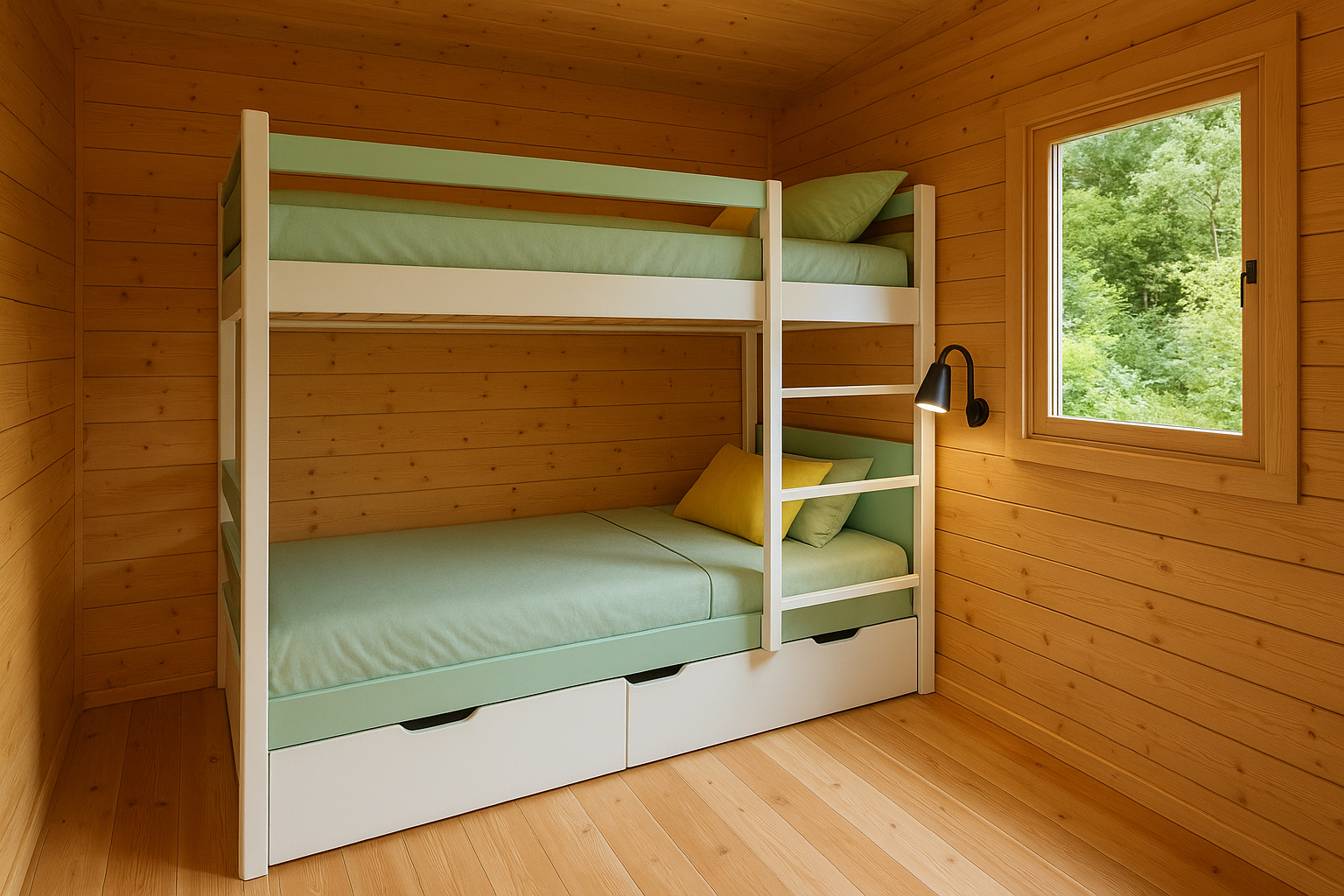 Lits superposés : l’option gain de place idéale pour un chalet de jardin